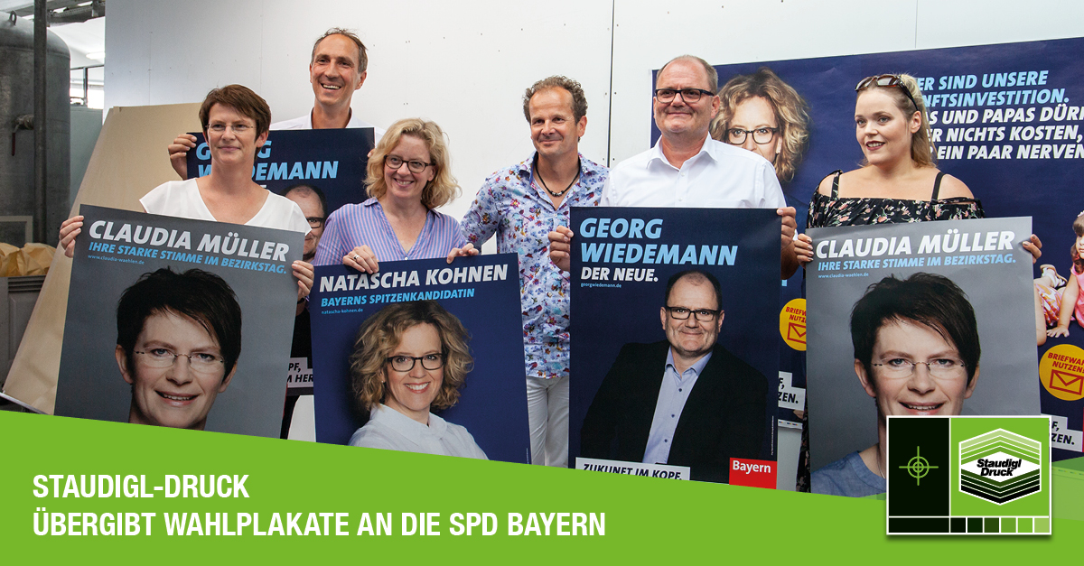 Staudigl-Druck übergibt Wahlplakate an die SPD Bayern